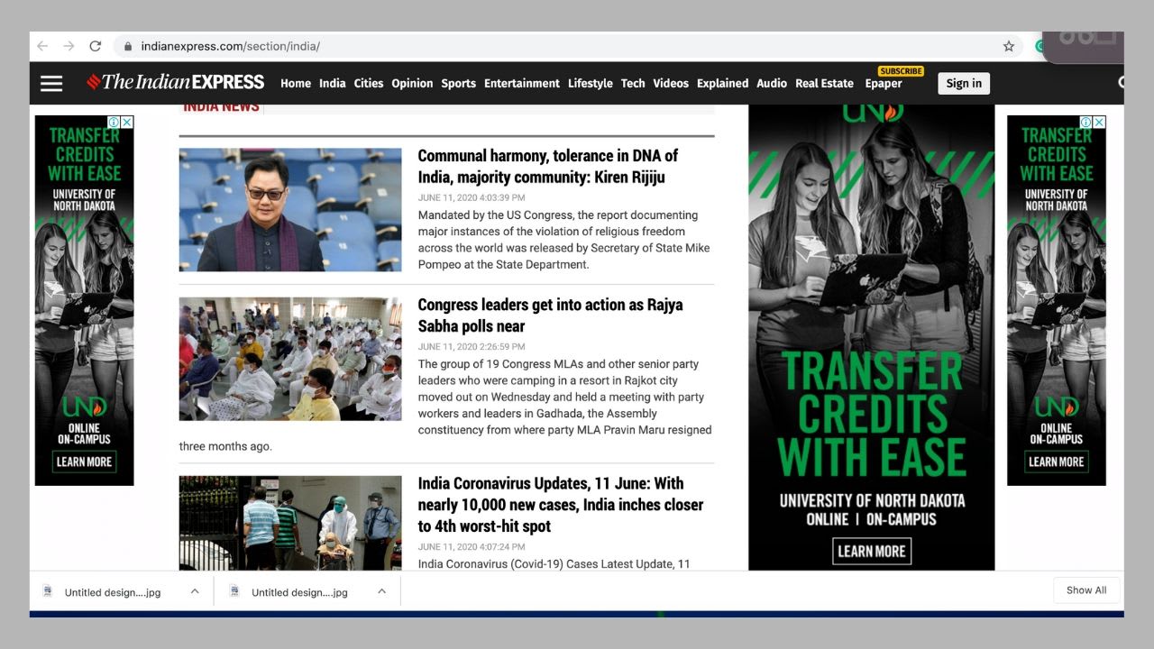 The Indian Express - RoadBlock Advertising Option 2