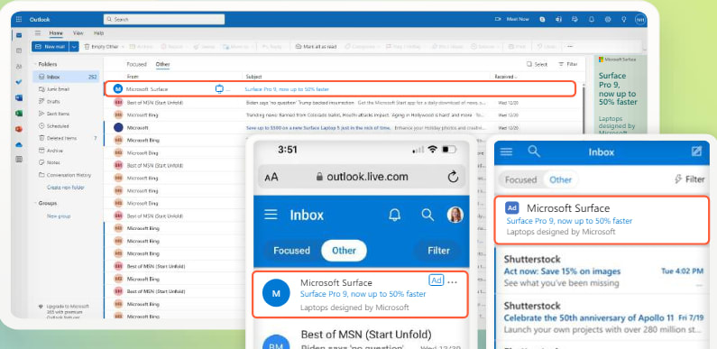 Microsoft Outlook Advertising Cost | Microsoft Outlook Ads | Advertise ...